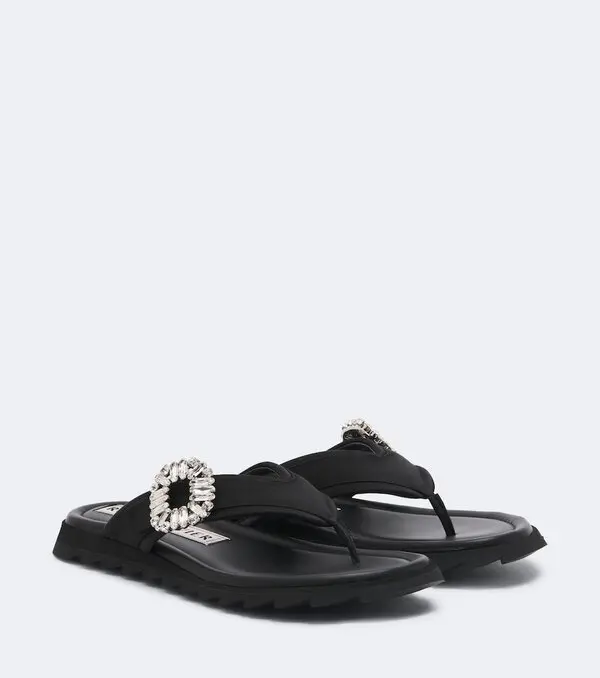 ROGER VIVIER Slidy Viv' Embellished Thong Sandals - Black