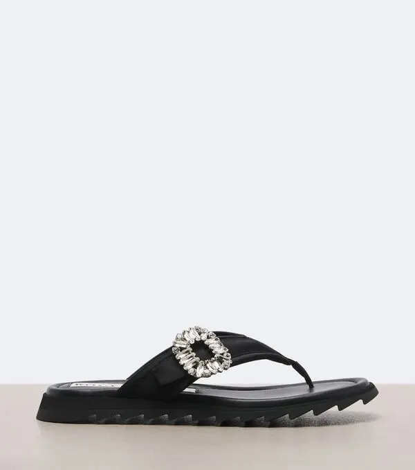 ROGER VIVIER Embellished Thong Sandals - Black