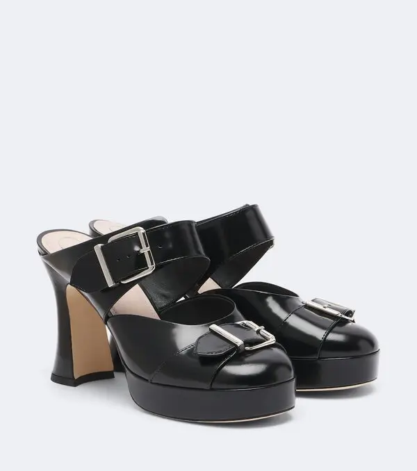 Simone Rocha Buckle Sculpt Leather Mules - Black