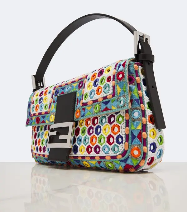 Fendi Baguette Small Embroidered Shoulder Bag