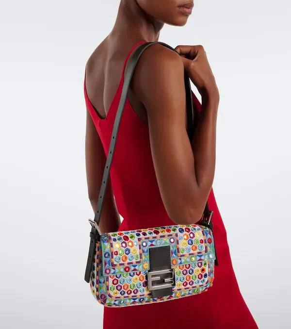 Fendi Baguette Small Embroidered Shoulder Bag