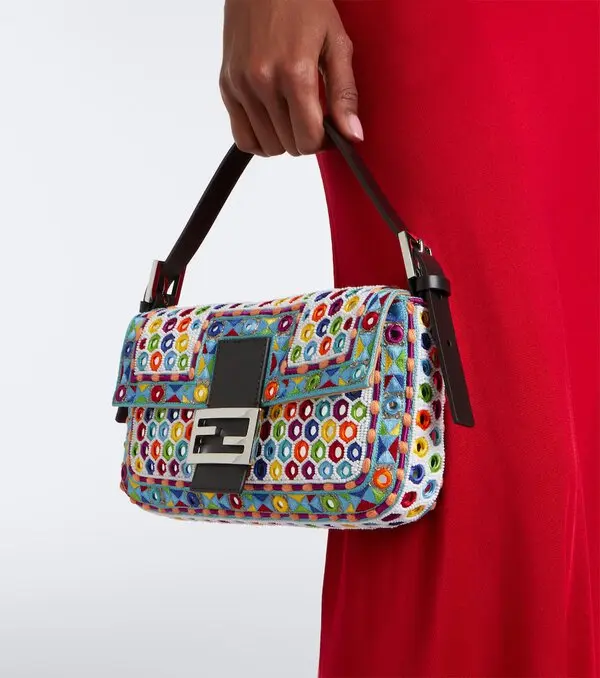 Fendi Baguette Small Embroidered Shoulder Bag