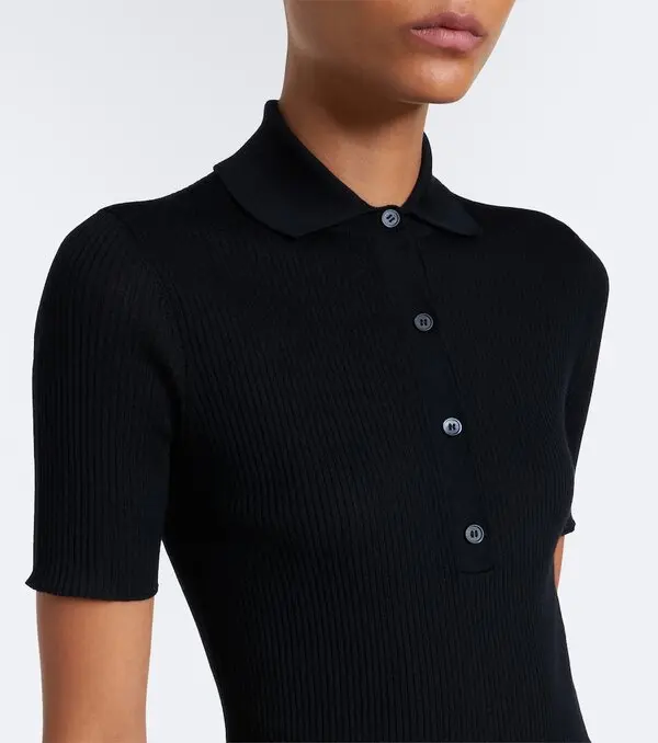 Fendi Ribbed-knit Wool-blend Polo Shirt