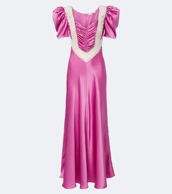 RODARTE Lace-trimmed Silk Maxi Dress