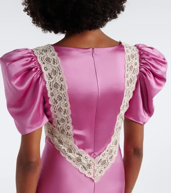 RODARTE Lace-trimmed Silk Maxi Dress