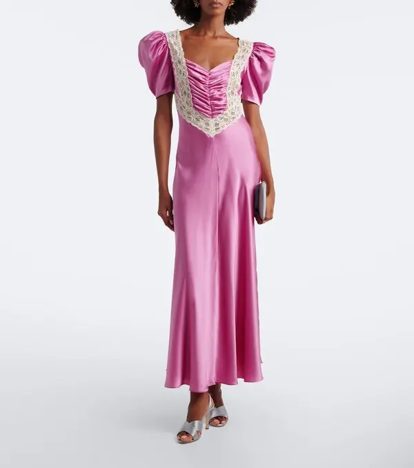 RODARTE Lace-trimmed Silk Maxi Dress