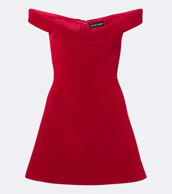 David Koma Off-shoulder Velvet Minidress - Red