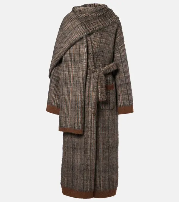 Brunello Cucinelli Checked Mohair And Wool-blend Wrap Cardigan