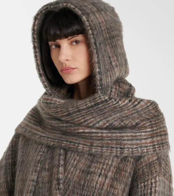 Brunello Cucinelli Checked Mohair And Wool-blend Wrap Cardigan