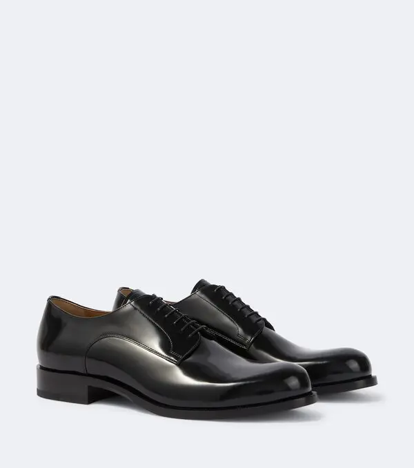 CHRISTIAN LOUBOUTIN Moustachou Leather Derby Shoes - Black