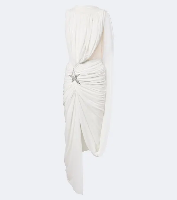 David Koma Asymmetric Draped Embellished Minidress - White