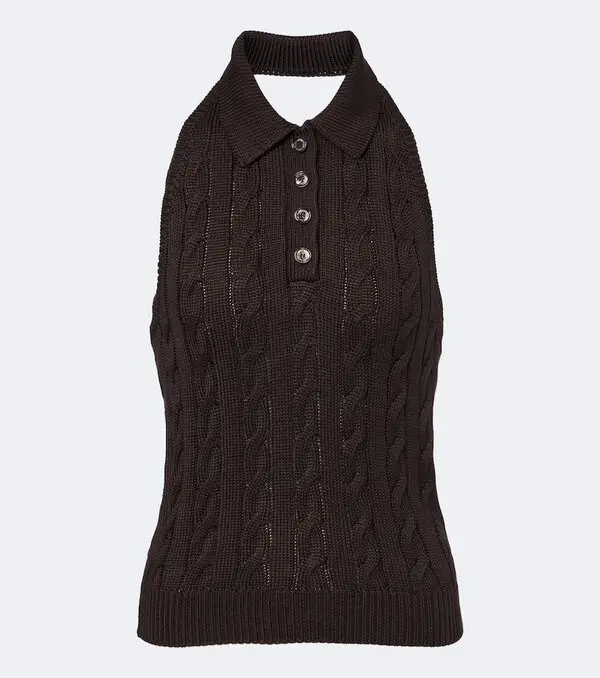 Ralph Lauren Cable-knit Silk Halterneck Top