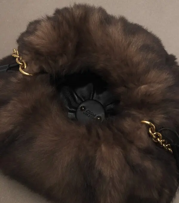 Chloé Plisse Shearling Shoulder Bag