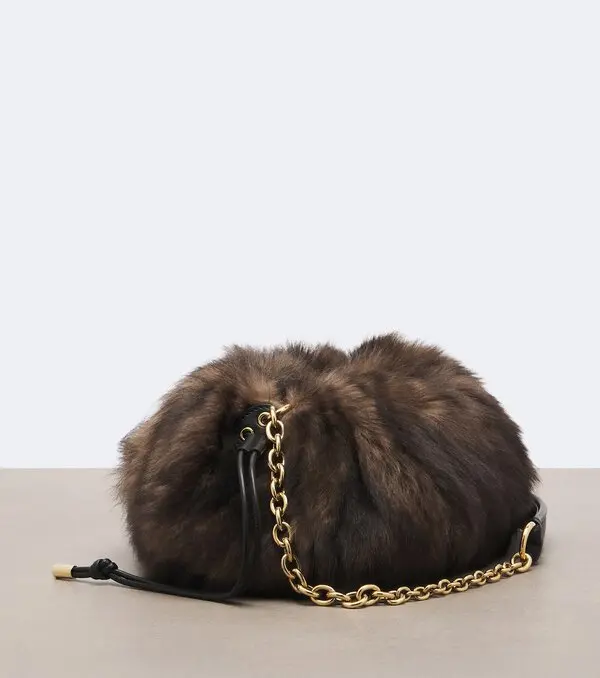 Chloé Plisse Shearling Shoulder Bag