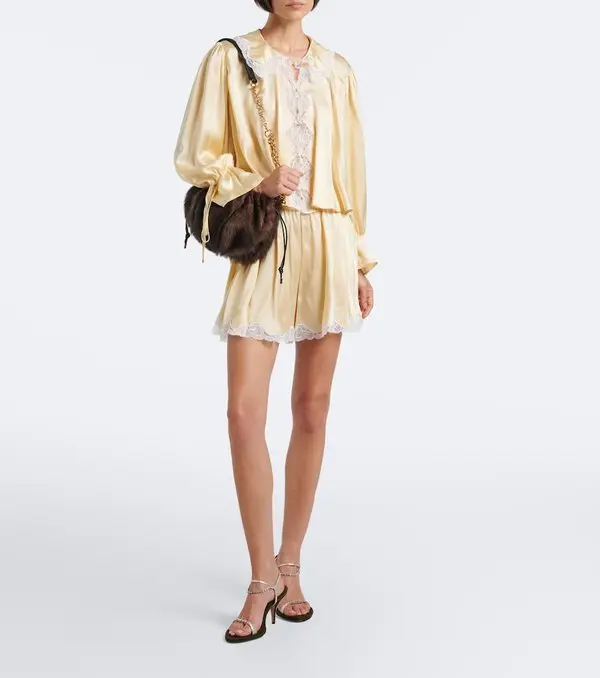 Chloé Plisse Shearling Shoulder Bag