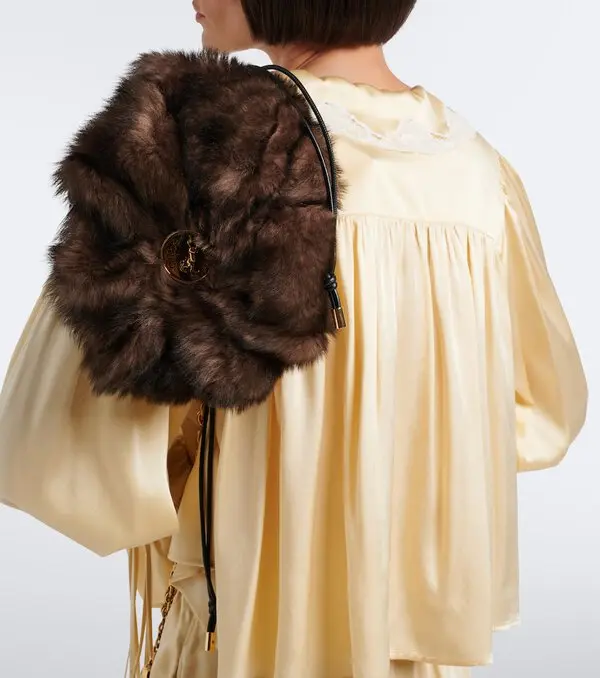 Chloé Plisse Shearling Shoulder Bag