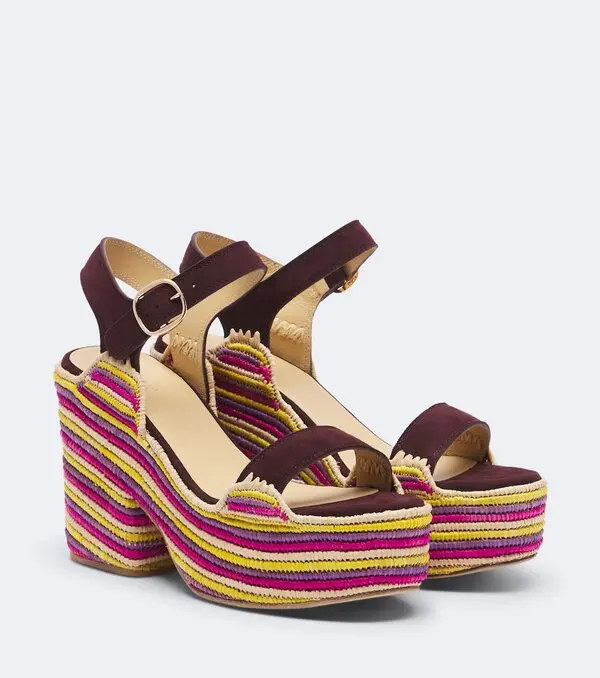 Gabriela Hearst Sardis Suede And Raffia Platform Sandals - Multicoloured