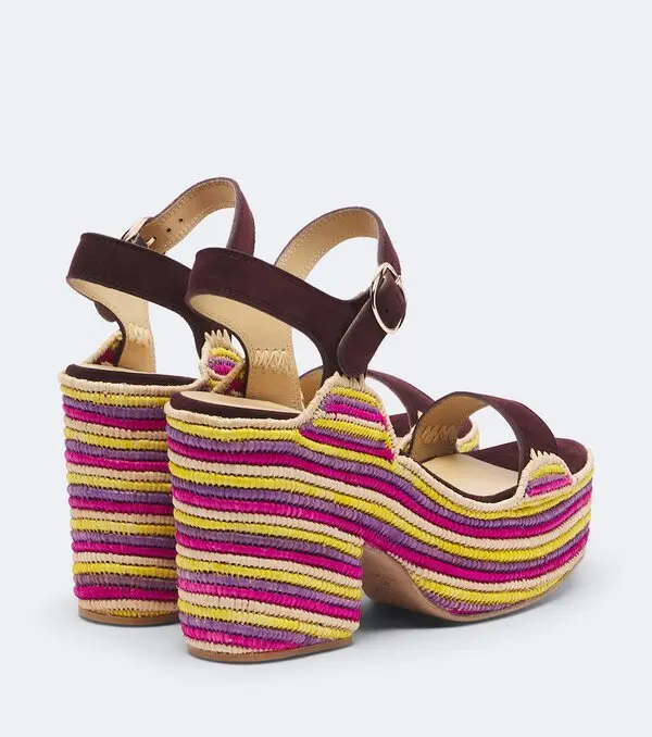 Gabriela Hearst Sardis Suede And Raffia Platform Sandals