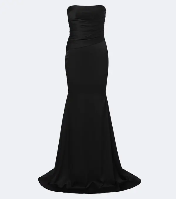 Alex Perry Draped Strapless Crepe Satin Gown