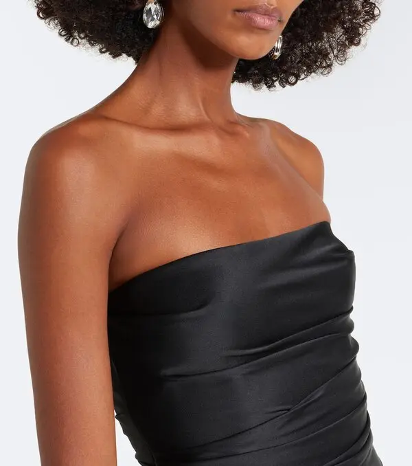 Alex Perry Draped Strapless Crepe Satin Gown