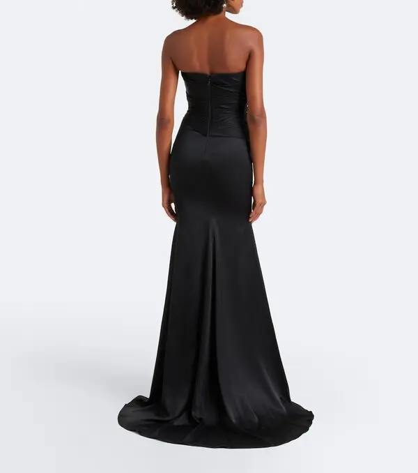 Alex Perry Draped Strapless Crepe Satin Gown