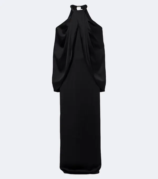 Stella McCartney Caped Satin Halterneck Gown - Black