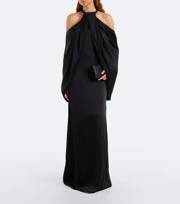 Stella McCartney Caped Satin Halterneck Gown