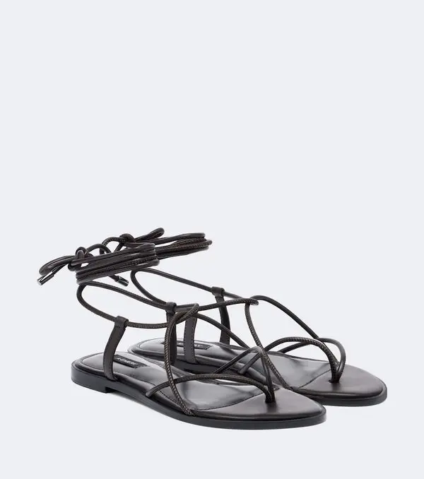 A.emery Odine Leather Thong Sandals - Brown