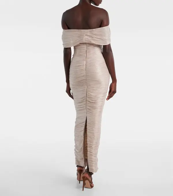 MARMAR HALIM Off-shoulder Pleated Bustier Gown