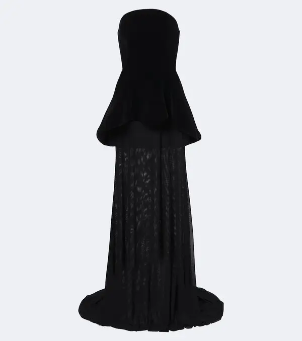 David Koma Peplum Strapless Gown