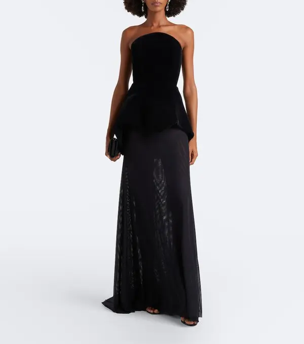 David Koma Peplum Strapless Gown