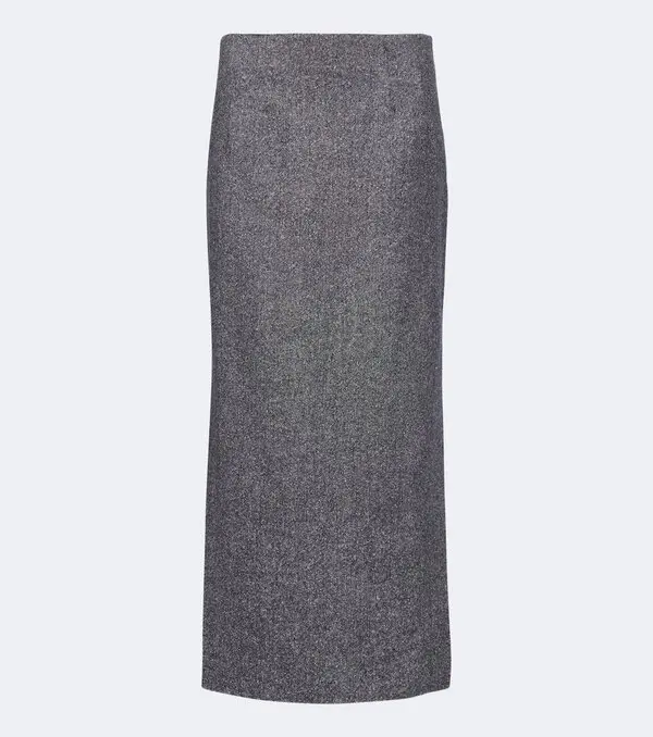 Etro Wool And Silk-blend Maxi Skirt - Grey