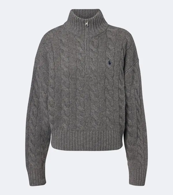 Polo Ralph Lauren Cable-knit Wool-blend Half-zip Sweater
