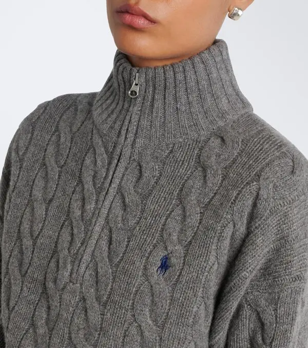 Polo Ralph Lauren Cable-knit Wool-blend Half-zip Sweater