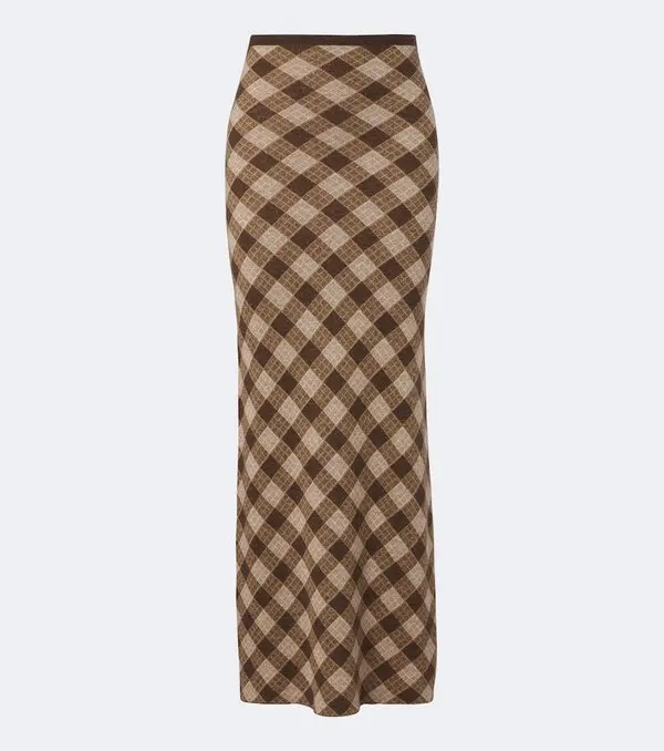 AYA MUSE Kae Plaid Midi Skirt
