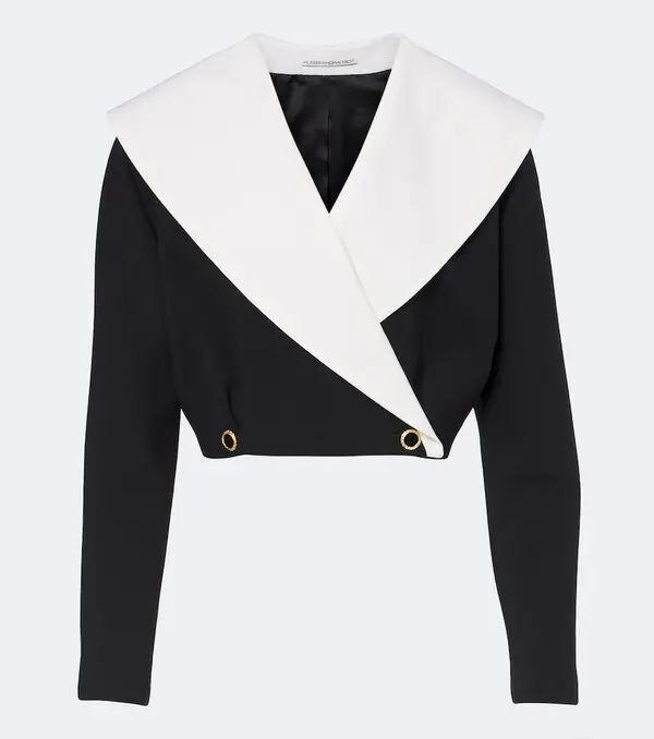 Alessandra Rich Double-breasted Wool-blend Crepe Jacket