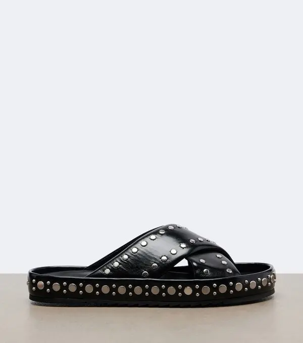 Fendi Studded Leather Slides