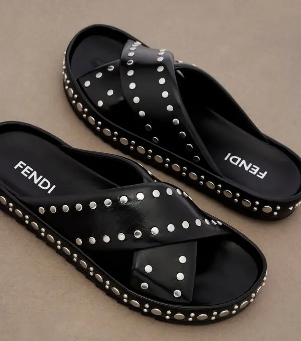 Fendi Studded Leather Slides
