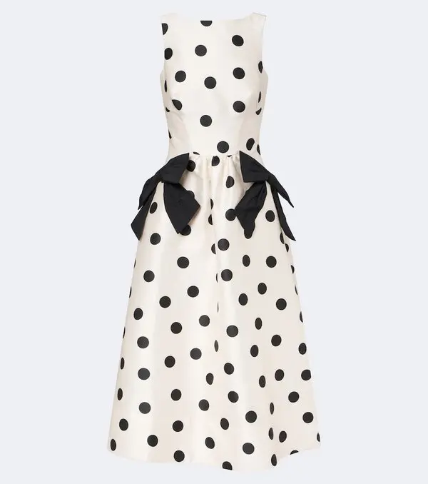 Rebecca Vallance Bow-detail Polka-dot Midi Dress - White