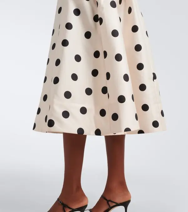 Rebecca Vallance Bow-detail Polka-dot Midi Dress - White