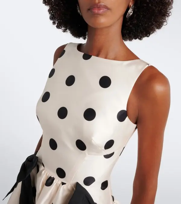 Rebecca Vallance Bow-detail Polka-dot Midi Dress - White