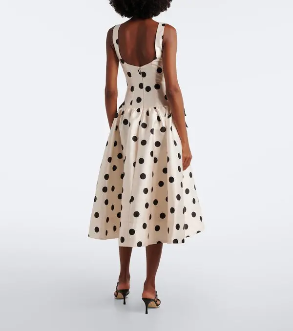 Rebecca Vallance Bow-detail Polka-dot Midi Dress - White