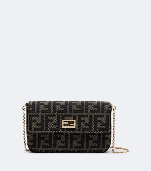 Fendi Mini Ff Jacquard Canvas Shoulder Bag - Brown