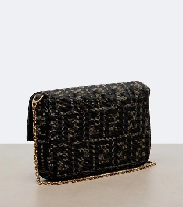 Fendi Mini Ff Jacquard Canvas Shoulder Bag