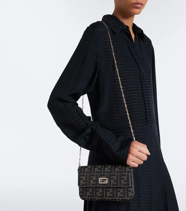 Fendi Mini Ff Jacquard Canvas Shoulder Bag