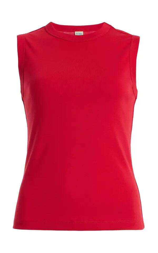 FLORE FLORE Esme Cotton Tank Top - Red