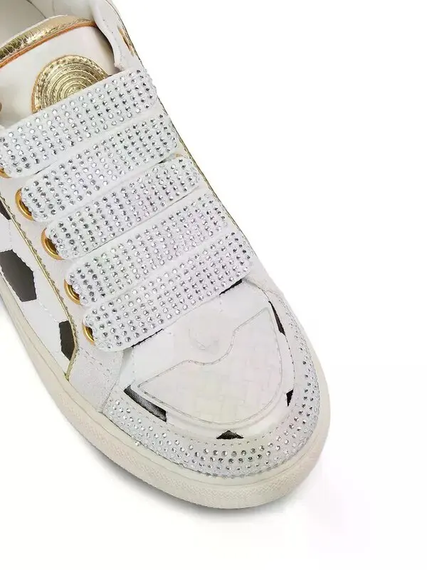 Kurt Geiger Crystal-embellished Leather Sneakers