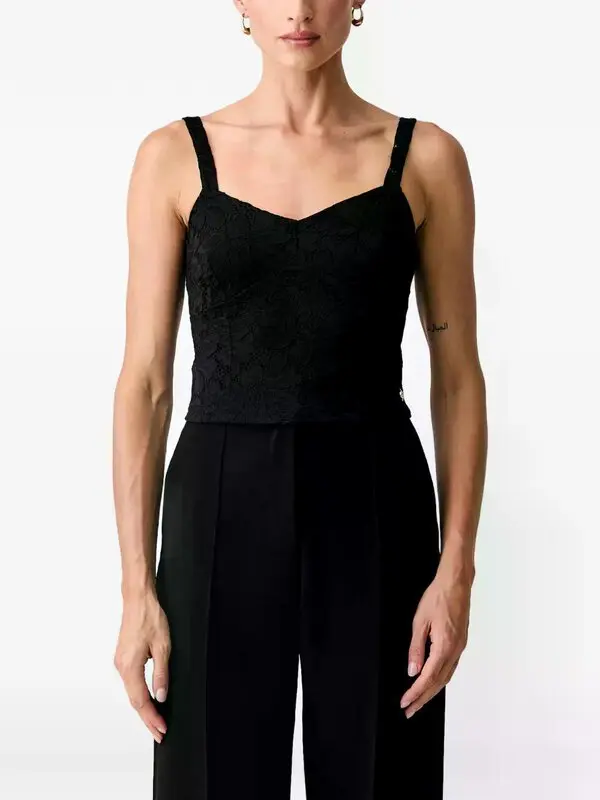 Guess Floral-lace Corset Top - Black