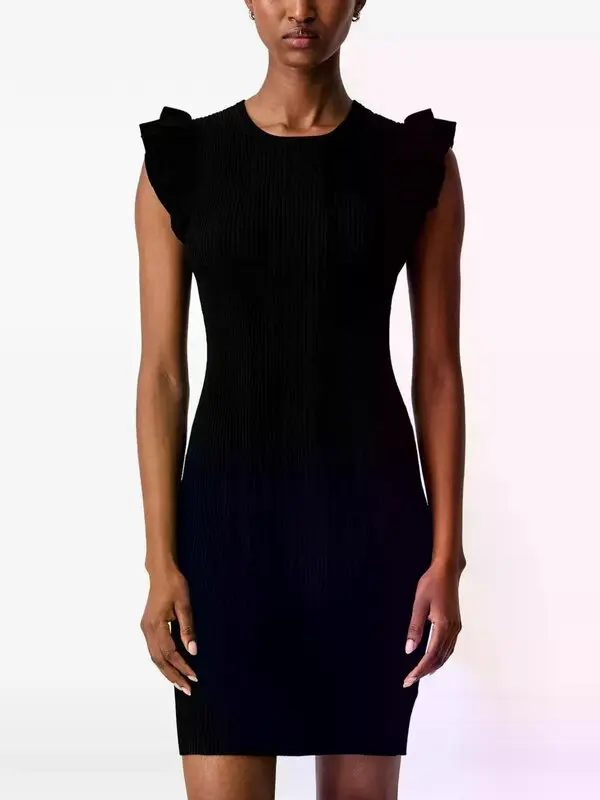 Michael Kors Ruffled Ribbed Knit Dress