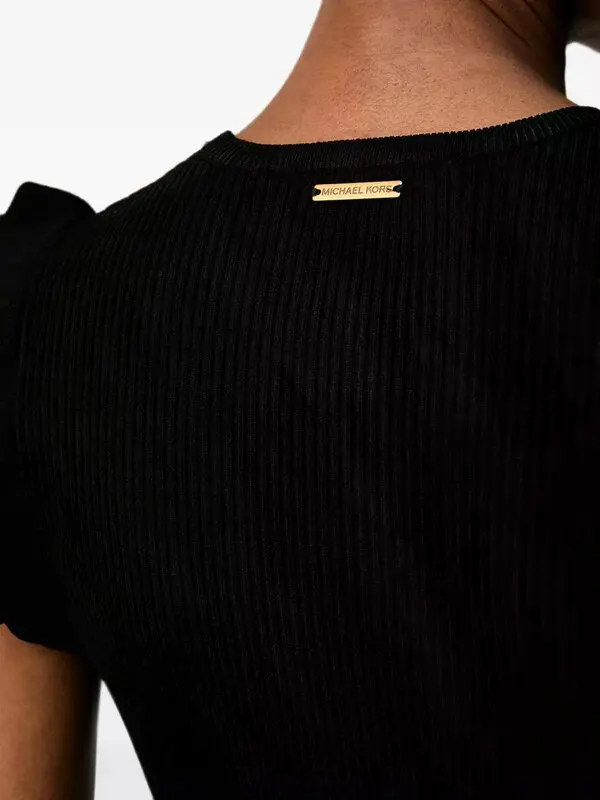 Michael Kors Ruffled Ribbed Knit Dress